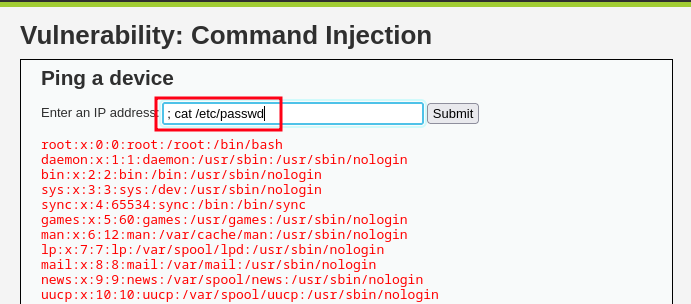 DVWA - Command Injection · My Awesome Site