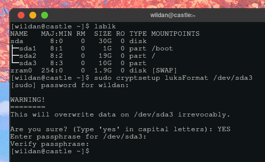 Enrypting Disk in Linux using LUKS · My Awesome Site